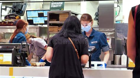 Workers In Masks Inside Mcdonalds Fast Food Restaurant Stock Video