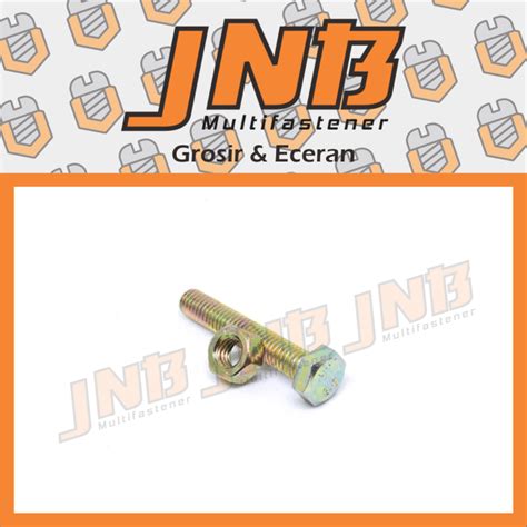 Baut Mur Kuning M6 X 100 Kunci 10 Drat 100 Baud Hex Umum Set Dengan Mur M 6 Lazada Indonesia