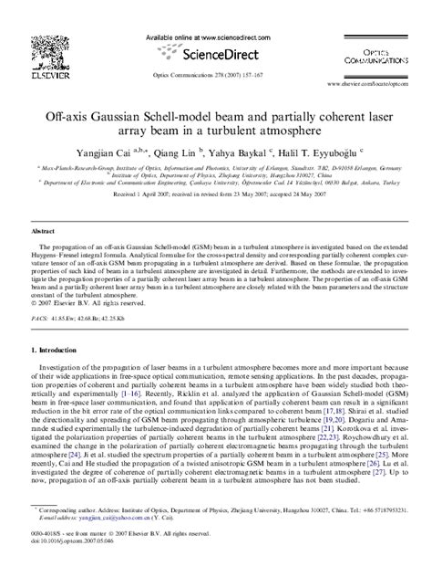 pdf off axis gaussian schell model beam and partially coherent laser