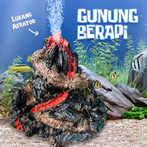 Jual Hiasan Aquarium Gunung Berapi Meletus Dekorasi Miniatur Pajangan