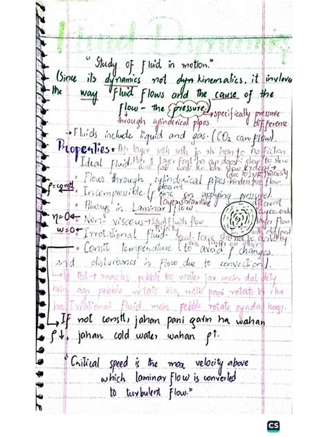 Fluid Dynamics Notes Pdf