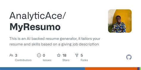GitHub AnalyticAce MyResumo This Is An AI Backed Resume Generator It Tailors Your Resume And