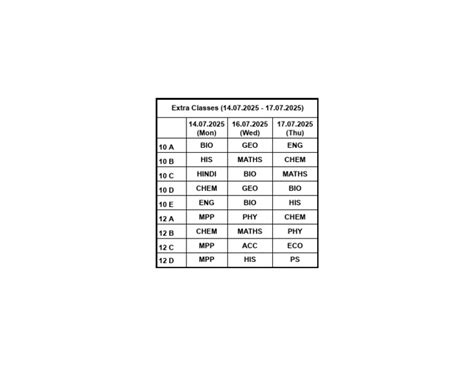 Extra Classes Schedule 14072025 17072025 Pdf