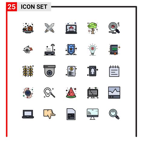 25 Thematic Vector Filled Line Flat Colors And Editable Symbols Of Markiting Research Dashboard