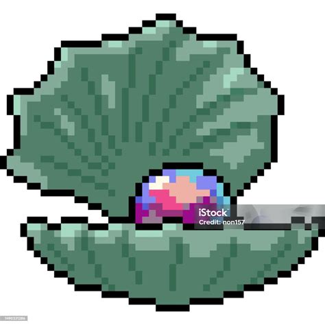 Pixelartregenbogenperlenmuschel Stock Vektor Art Und Mehr Bilder Von