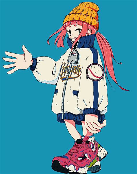 Safebooru 1girl Arm At Side Beanie Blue Background Blunt Bangs Full