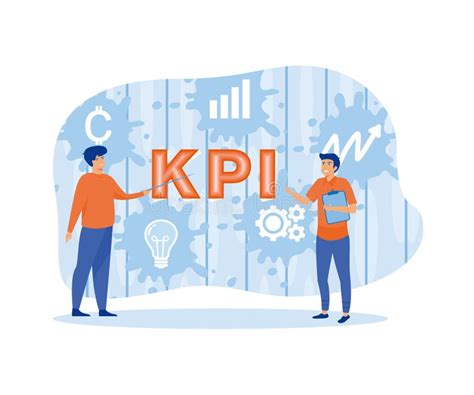 Key Performance Indicator Concept Businessman Pointing Major Kpi Points To Colleagues Following