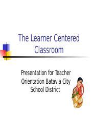 The Learner Centered Classroom Ppt The Learner Centered Classroom Presentation For Teacher