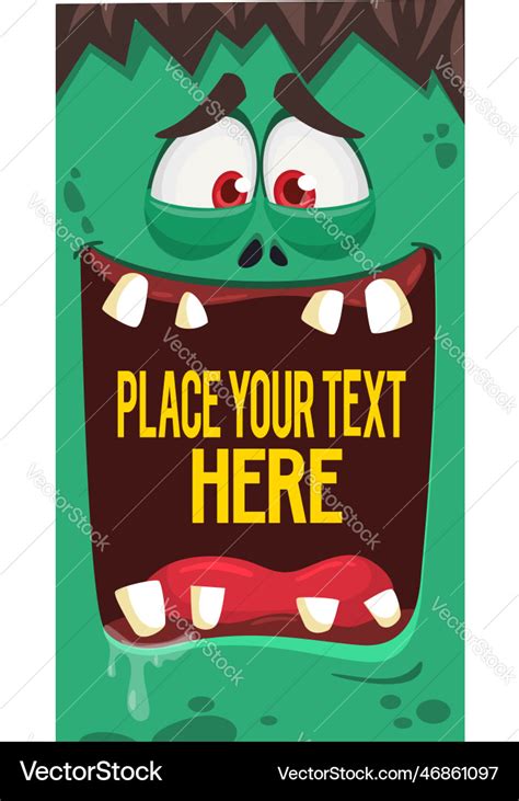 Cartoon Zombie Face With Funy Expression Opened Vector Image