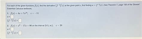 solved for each of the given functions f x ﻿find the