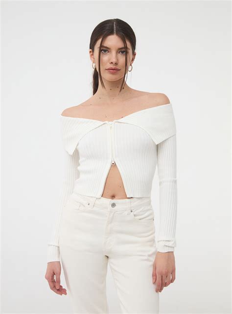Maglia Spalle Scoperte Bianco Lana Acquista Online Terranova