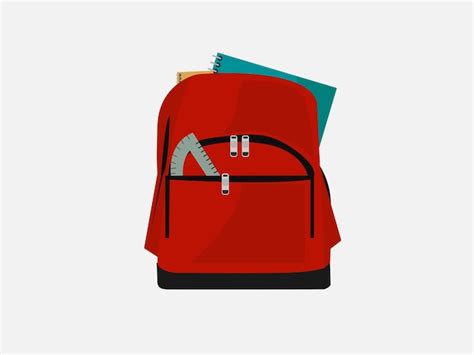 Sac à Dos Rouge Fournitures Scolaires étudiant Vecteur Premium