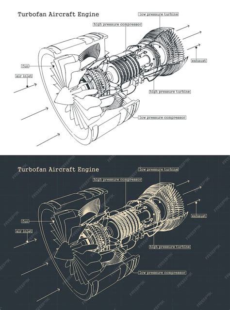 Premium Vector Turbofan Engine Blueprints