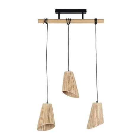 PLAYA Suspension 3 Lumières Raphia H22cm naturel Corep H 22cm L 55cm