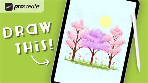 Procreate Step by Step Tutorial - Spring Trees - Draw With Me - iPad Art - Nature Illustration ...