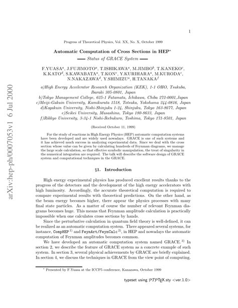 Pdf Automatic Computation Of Cross Sections In Hep