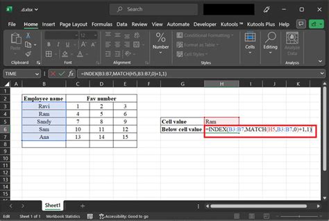 如何在excel中查找值并返回上方或下方的单元格？ 技术教程