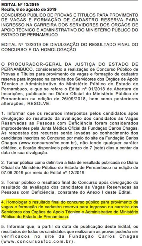 Concurso MP PE divulgada homologação do resultado final do certame