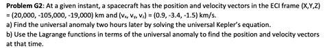 Solved Problem G2 At A Given Instant A Spacecraft Has The