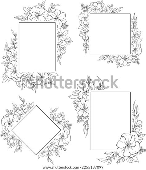 Outline Spring Flower Frame Dercoration Stock Vector Royalty Free