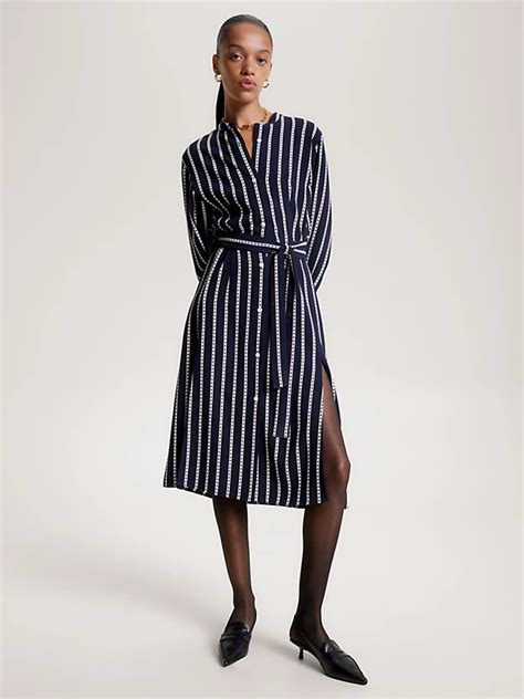 Midi Hemdkleid Mit Argyle Streifen Blau Tommy Hilfiger
