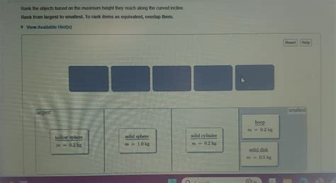solved rank the objects based on the maximum height they