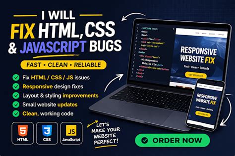 Fix Html Css Javascript Bugs Or Build Responsive Website By Williampol