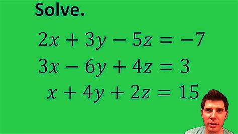 Solving Systems With Variables Youtube