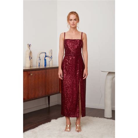 Chloe Dark Red Sequin Cocktail Dress Undress Wolf And Badger