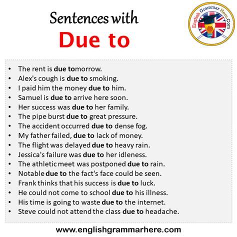 Sentences With Due To Due To In A Sentence In English Sentences For