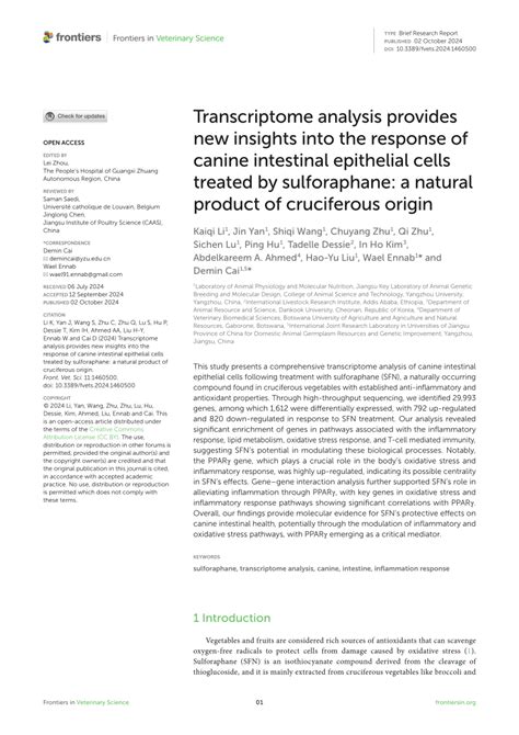 Pdf Transcriptome Analysis Provides New Insights Into The Response Of