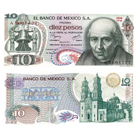 Billete Mexico 10 Pesos 1977 Miguel Hidalgo