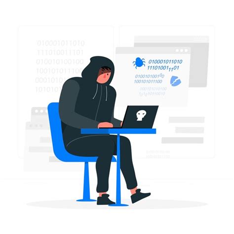 premium vector concept illustration of a hacker behind desktop computer
