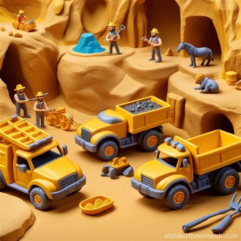 Gold Mining Tools And Vehicles In A Mine Stable Diffusion Online