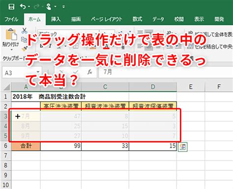 【excel裏技】ドラッグだけで選択セルのデータを一気に削除できるって知ってた？エクセルでキーボードを触らずに広範囲のデータを削除するテク