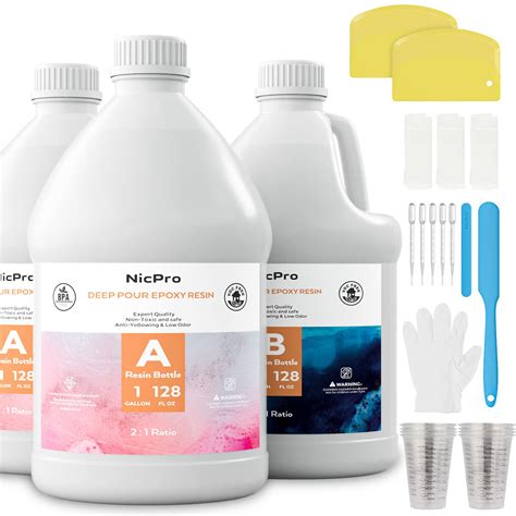 Nicpro 3 Gallon Deep Pour Epoxy Resin Kit 2 To 4 Inch Depth Crystal C