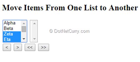 Moving Items From One Multi Select List To Another Using Jquery Dotnetcurry