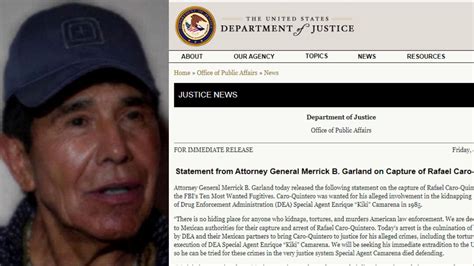 Agradece Eu A México Captura De Caro Quintero Buscará Extradición
