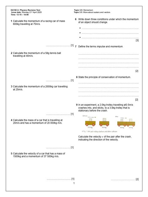 Exercise Momentum And Vectors Pdf Momentum Force