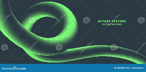 8 Bit Pixel Art Style Bitmap Texture Curl Form Vector Green Abstract