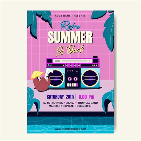Plantilla plana de póster de festival para el verano Vector Gratis