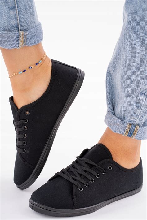 Czarne tenisówki sznurowane trampki Lekkie buty na lato 39 Cena