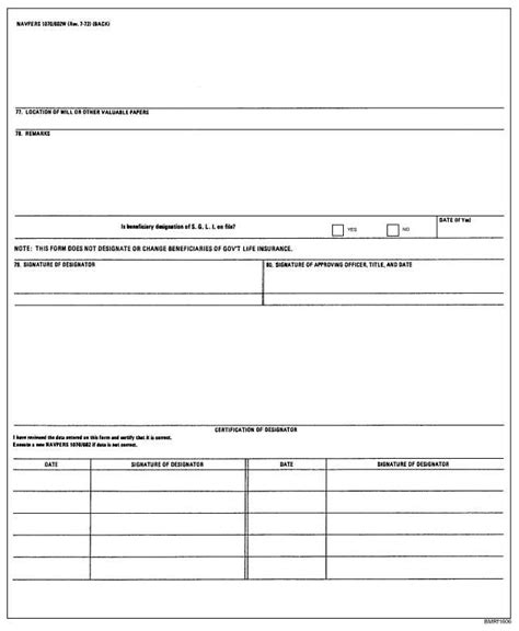 Dependency Application Record Of Emergency Data Page 2 Navpers 1070