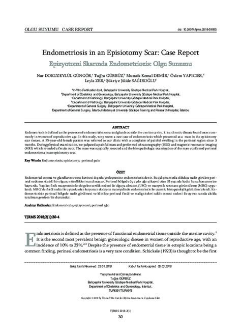 Pdf Endometriosis In An Episiotomy Scar Case Report Isil Ocal
