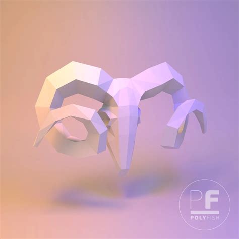 Ram Skull Pdf Template Low Poly Paper Sculpture Diy Pepakura