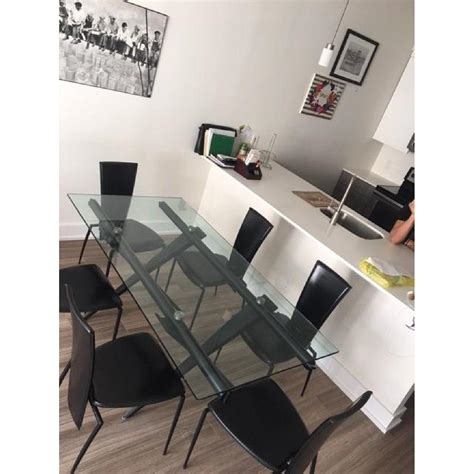 Glass Dining Table W 6 Chairs Aptdeco