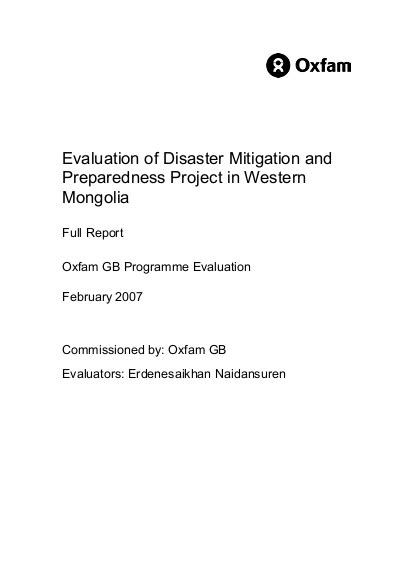 Evaluation Of Disaster Mitigation And Preparedness Project In Western