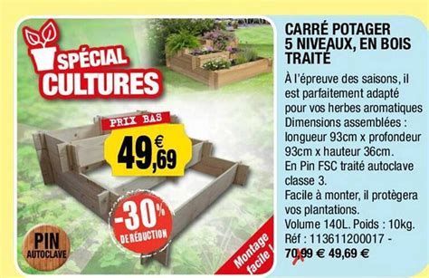 Promo Carré Potager 5 Niveaux En Bois Traité Chez Outiror Icataloguefr