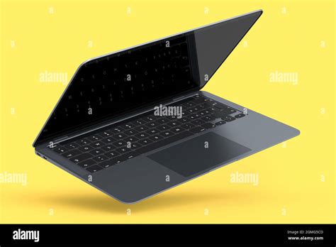 Realistic Aluminum Laptop With Empty White Screen Display Isolated On