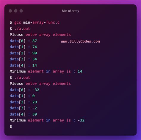 Find Minimum Element In Array In C Language Sillycodes